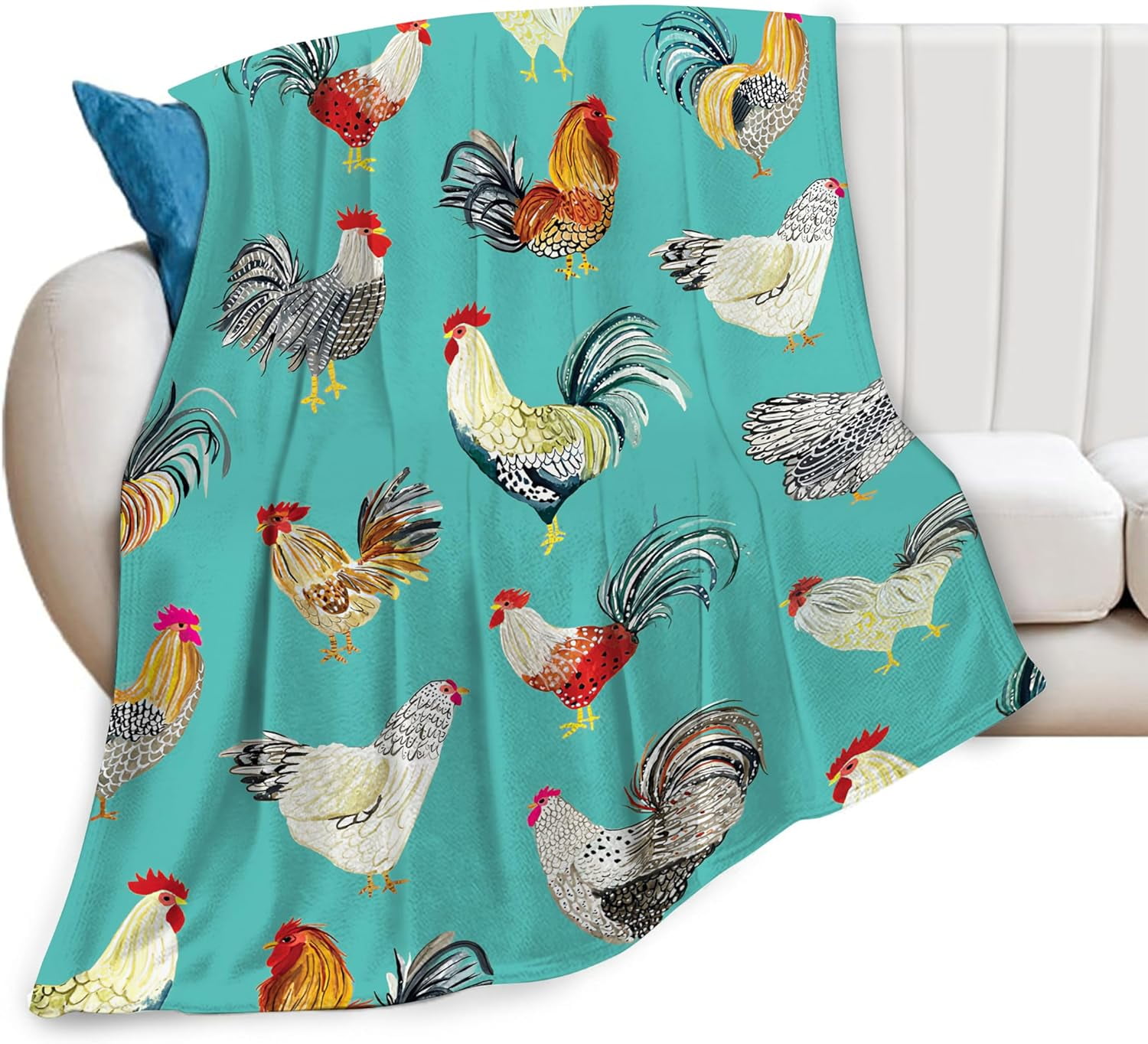 Farmhouse Chicken Blanket Farm Rooster Hen Throw Blanket Ultra Soft ...