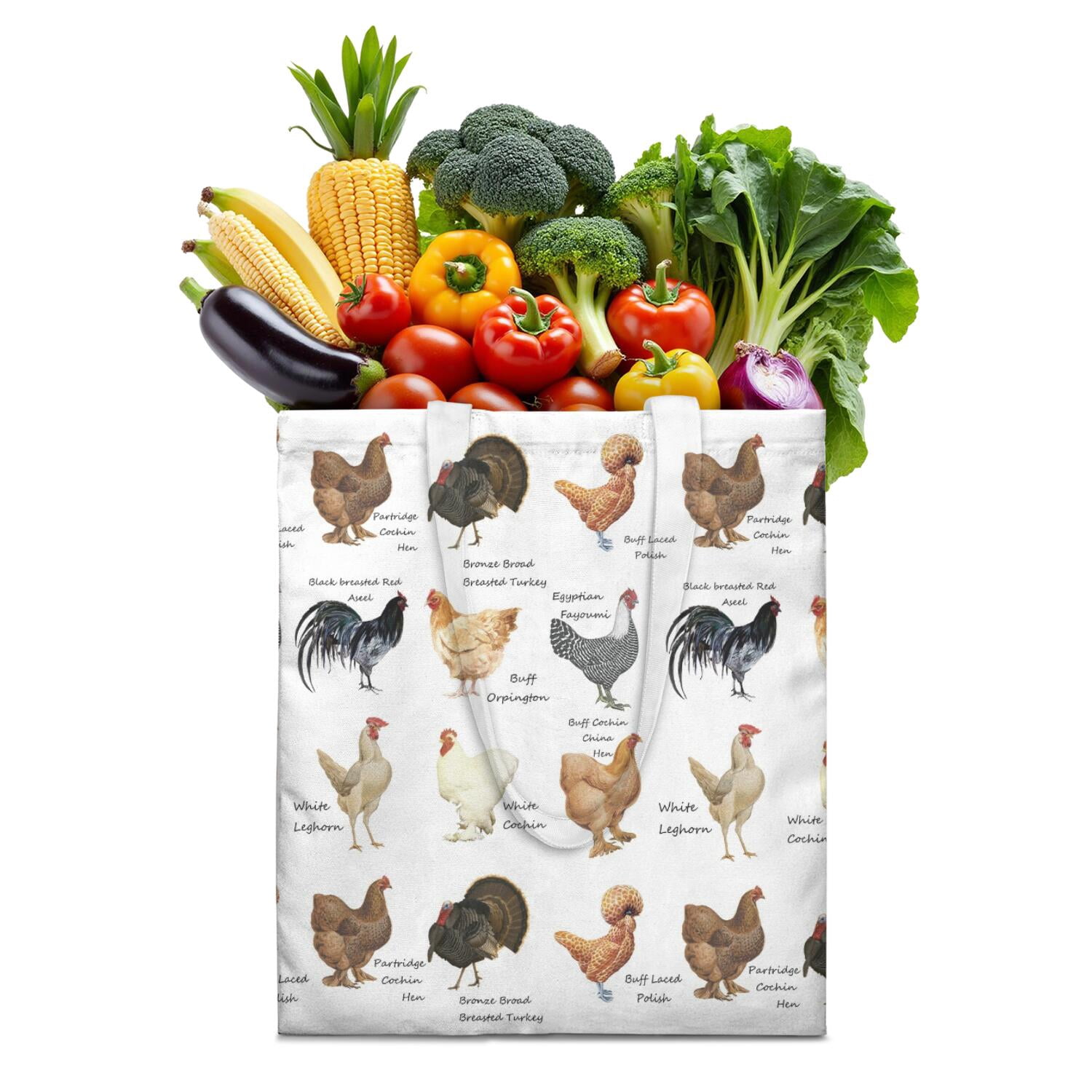 Farmhouse Chicken Canvas Tote Bag – Rustic Hen & Rooster Watercolor ...