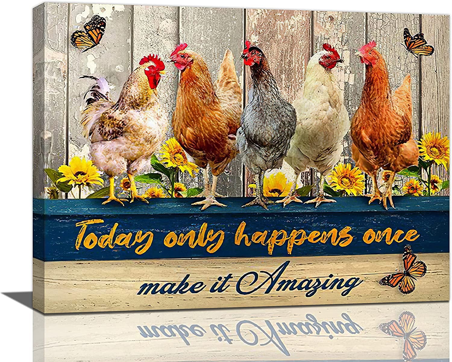 Farmhouse Chicken Decor Wall Art Farm Rooster Chicken Pictures Canvas ...