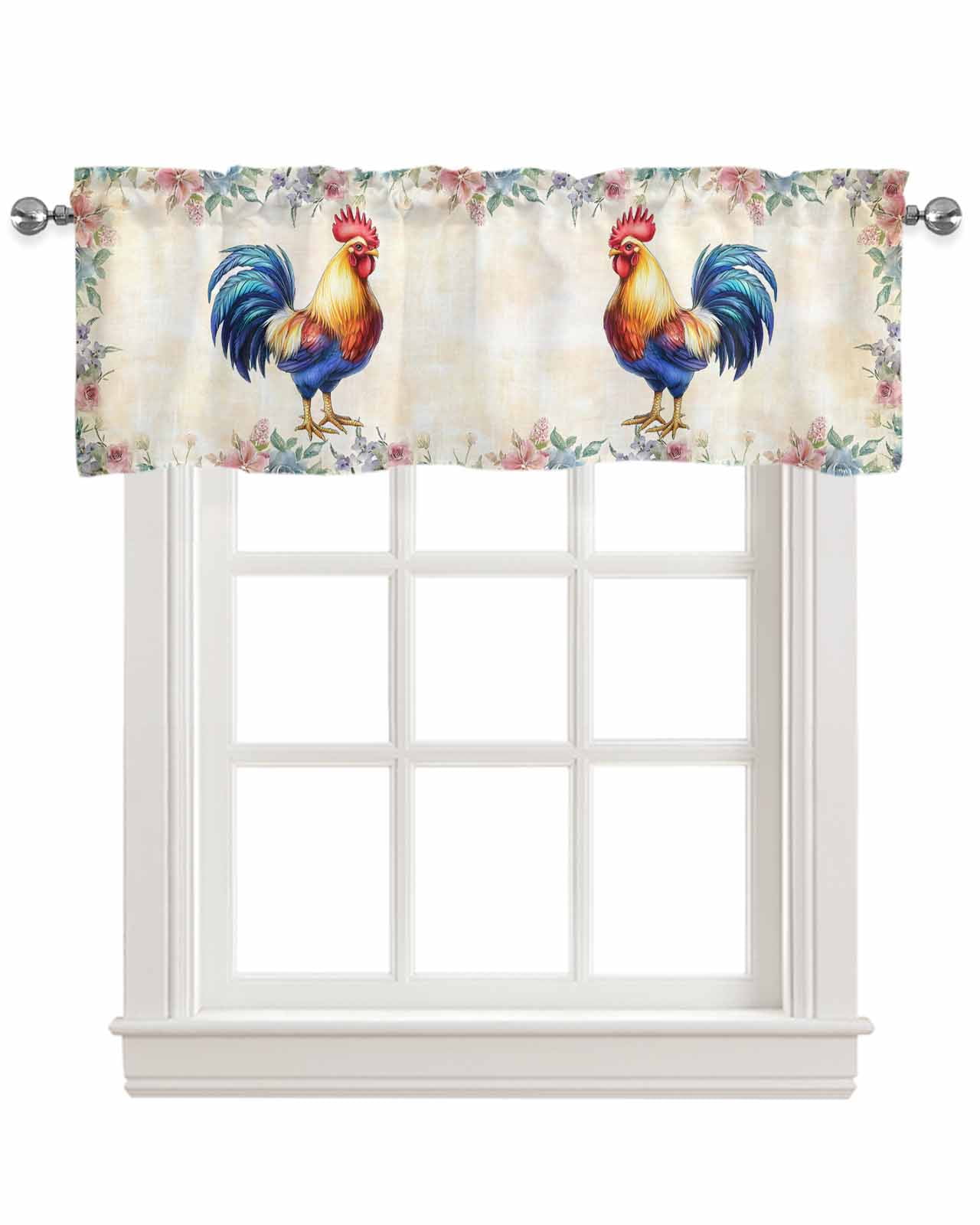 Farmhouse Chicken Kitchen Valances for Windows Farmhouse Linen Window ...