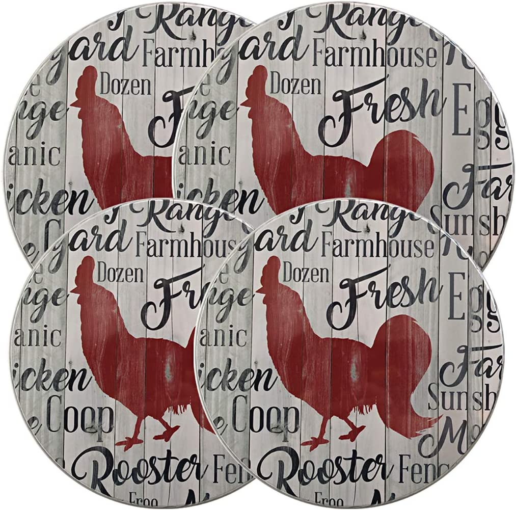 Farmhouse Chicken / Rooster Round Electric Stove Burner Covers - Set of ...