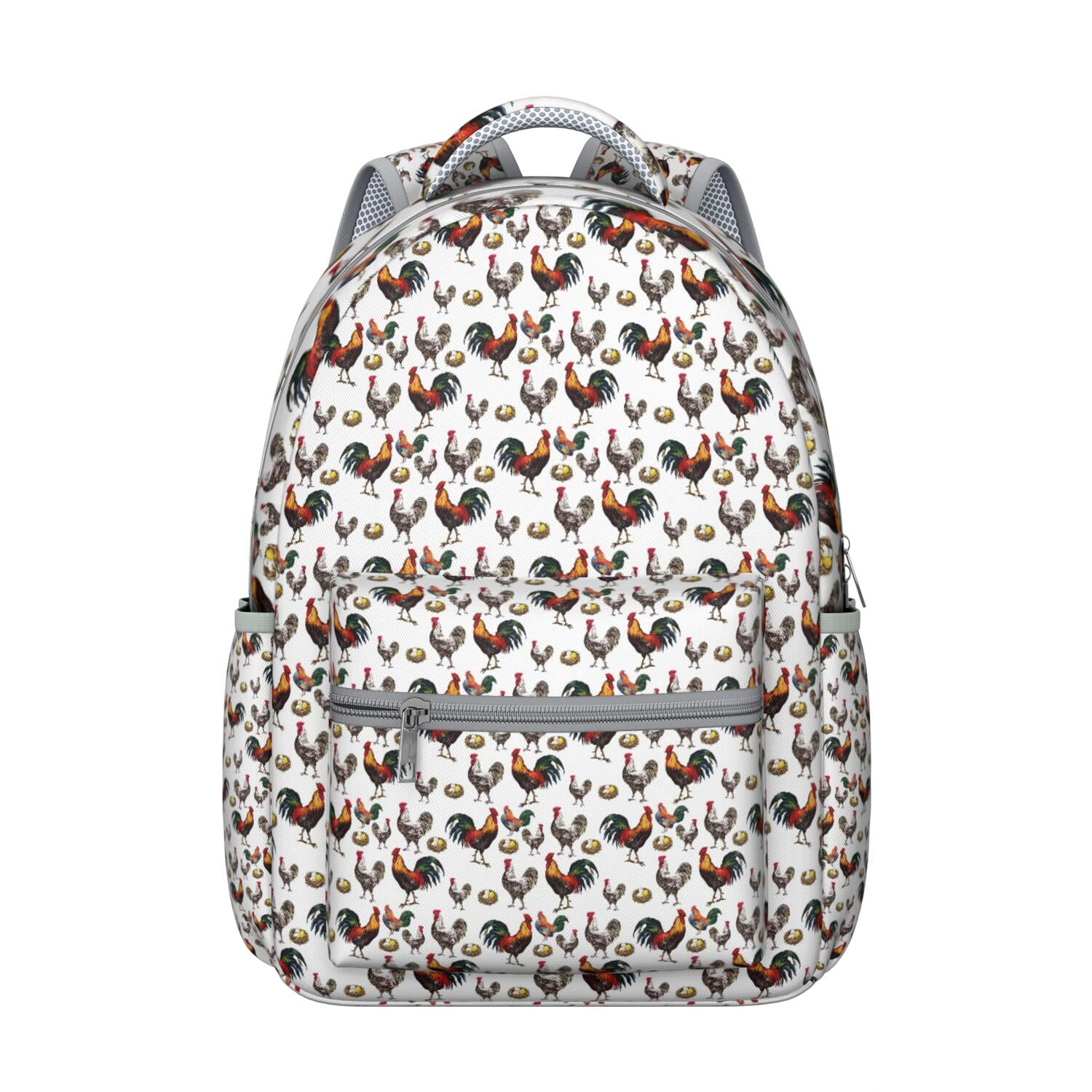 Farmhouse Chicken School Backpack for Student Cartoon Hen and Egg Print ...