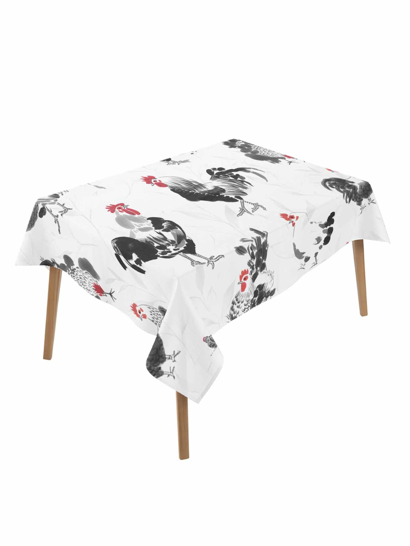 Farmhouse Chicken Table Cloth, Retro Pastoral Feathers Animal ...