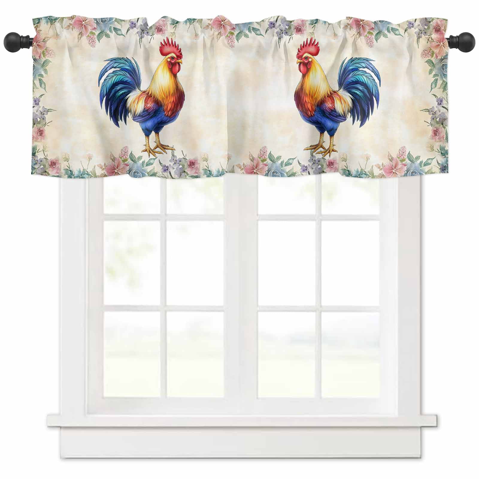 Farmhouse Chicken Valances for Windows Farmhouse Kitchen Curtains ...