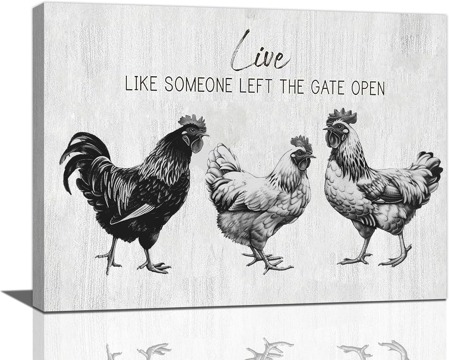 Farmhouse Chicken Wall Art Black and White Rooster Gifts Pictures ...