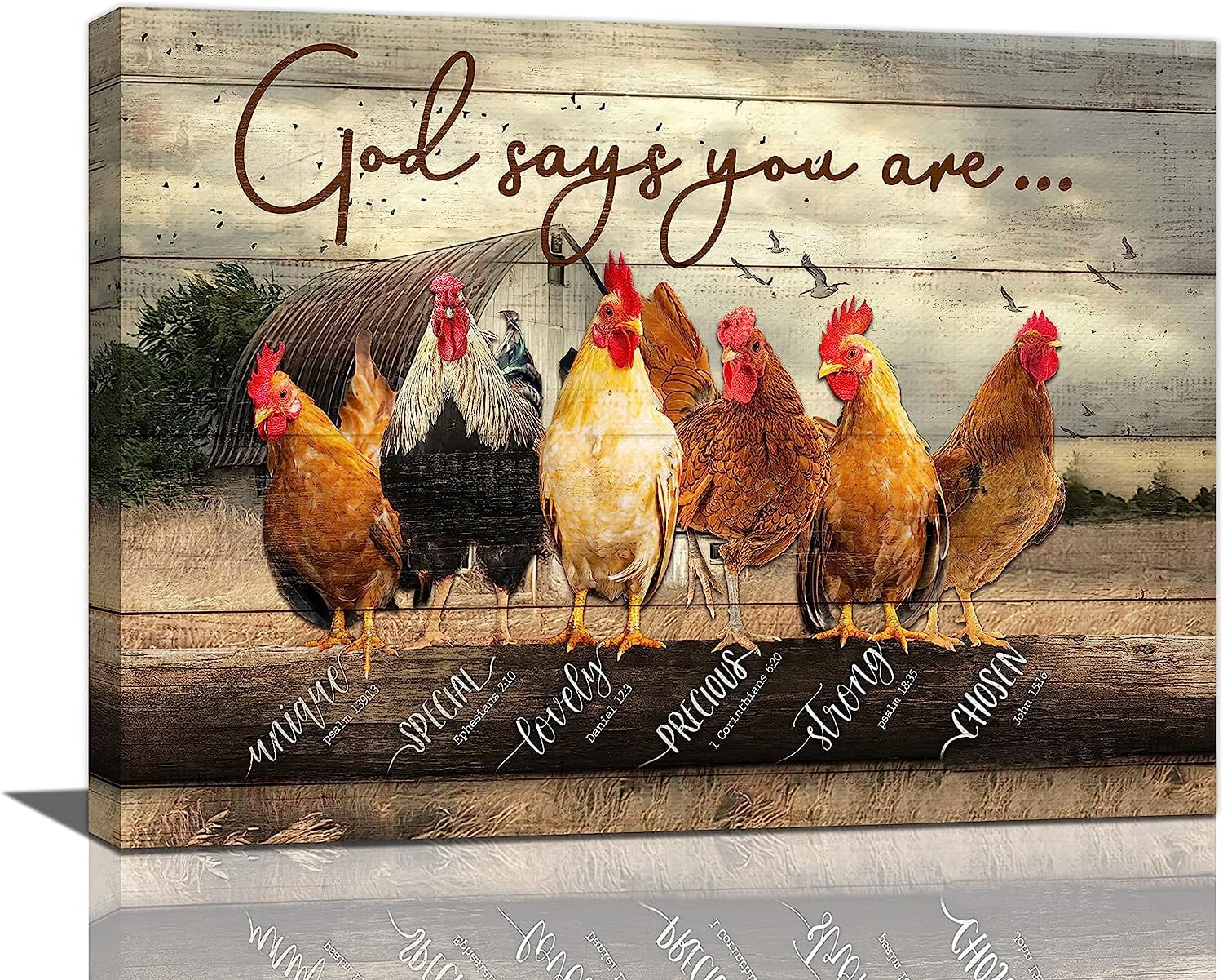 Farmhouse Chicken Wall Art Country Rooster God Says You Are Wall Decor ...