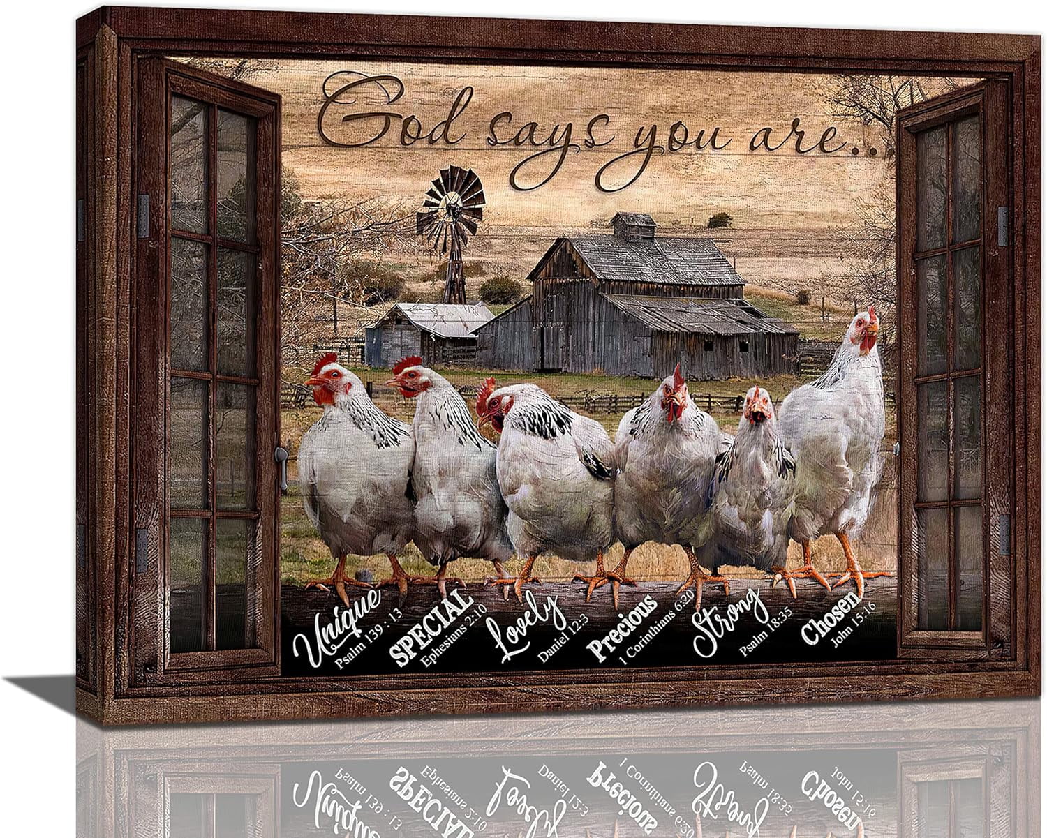 Farmhouse Chicken Wall Decor Rustic Rooster Pictures Wall Art God Says ...