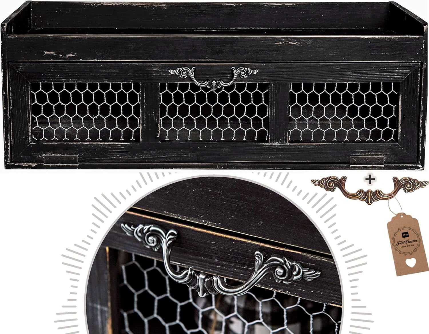 Farmhouse Chicken Wire Countertop Shelving Organizer - Decorative ...