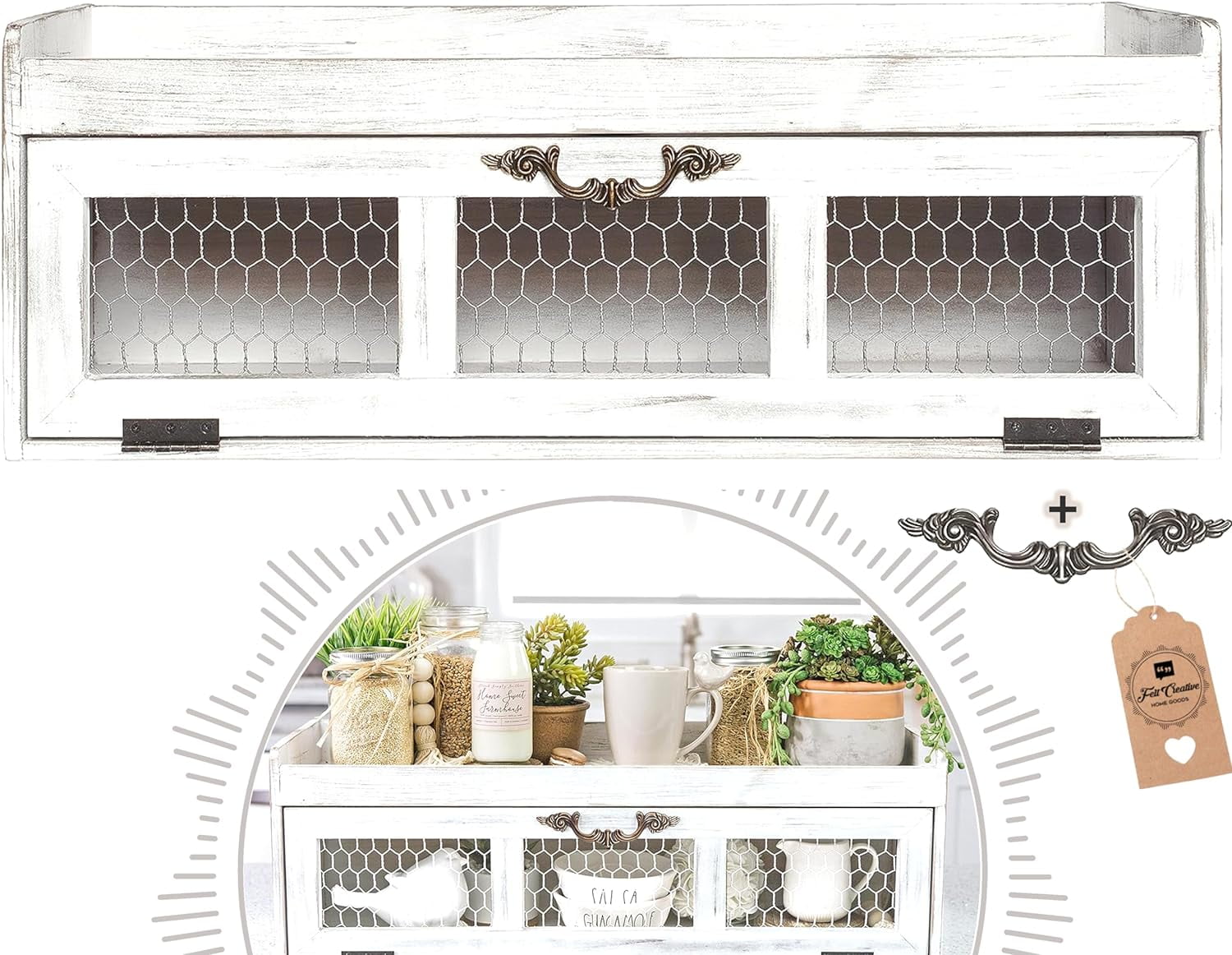 Farmhouse Chicken Wire Countertop Shelving Organizer - Decorative ...