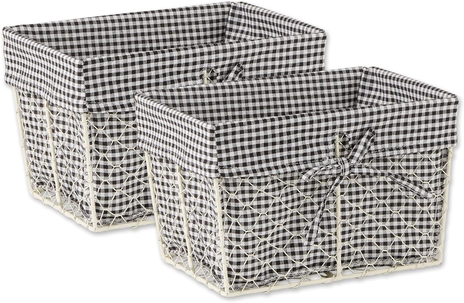 Farmhouse Chicken Wire Storage Baskets with Liner, Medium, Antique ...