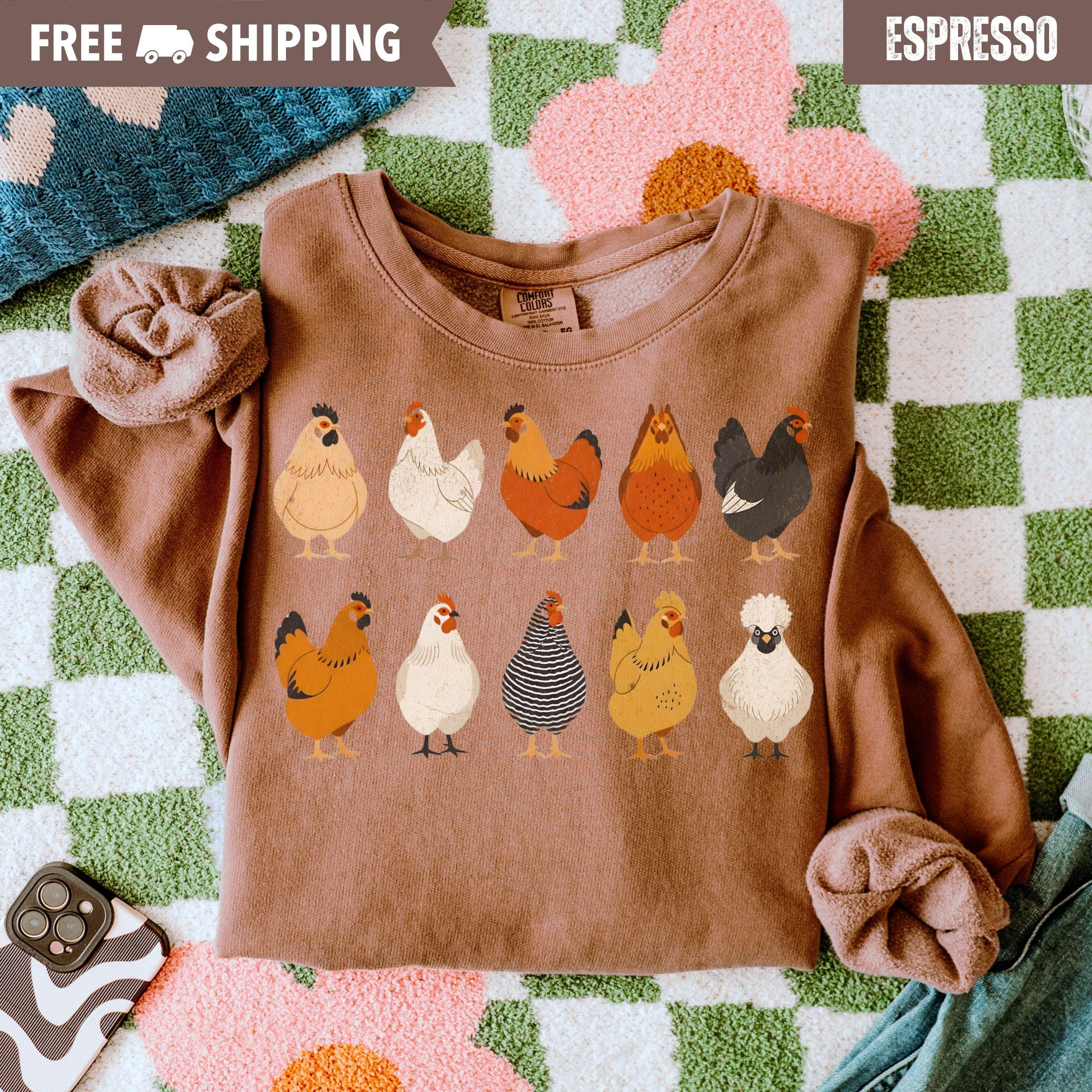 Farmhouse Chickens Sweatshirt, Farm Crewneck Christmas Gift for Hen Mom ...