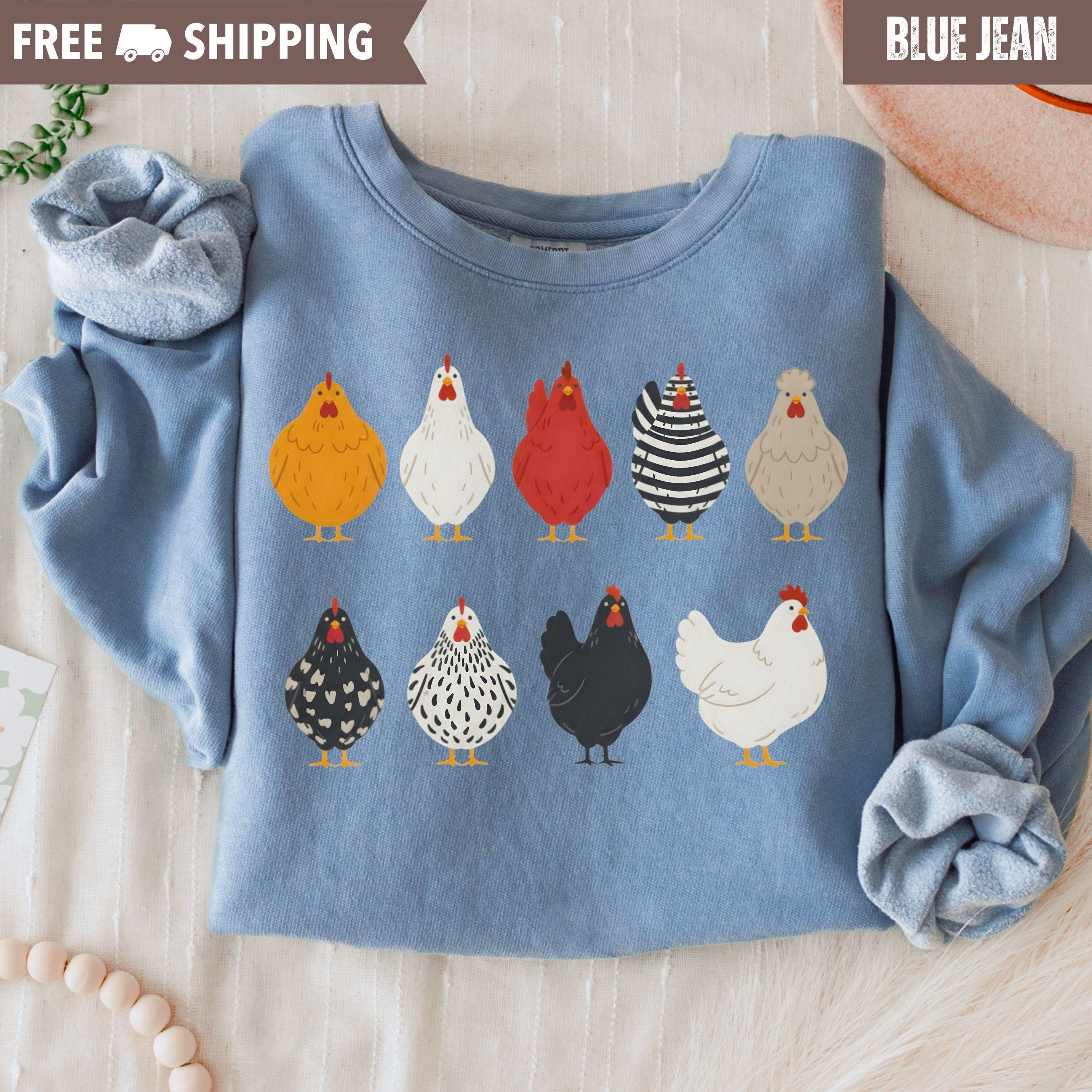 Farmhouse Chickens Sweatshirt, Farm Crewneck Christmas Gift for Hen Mom ...