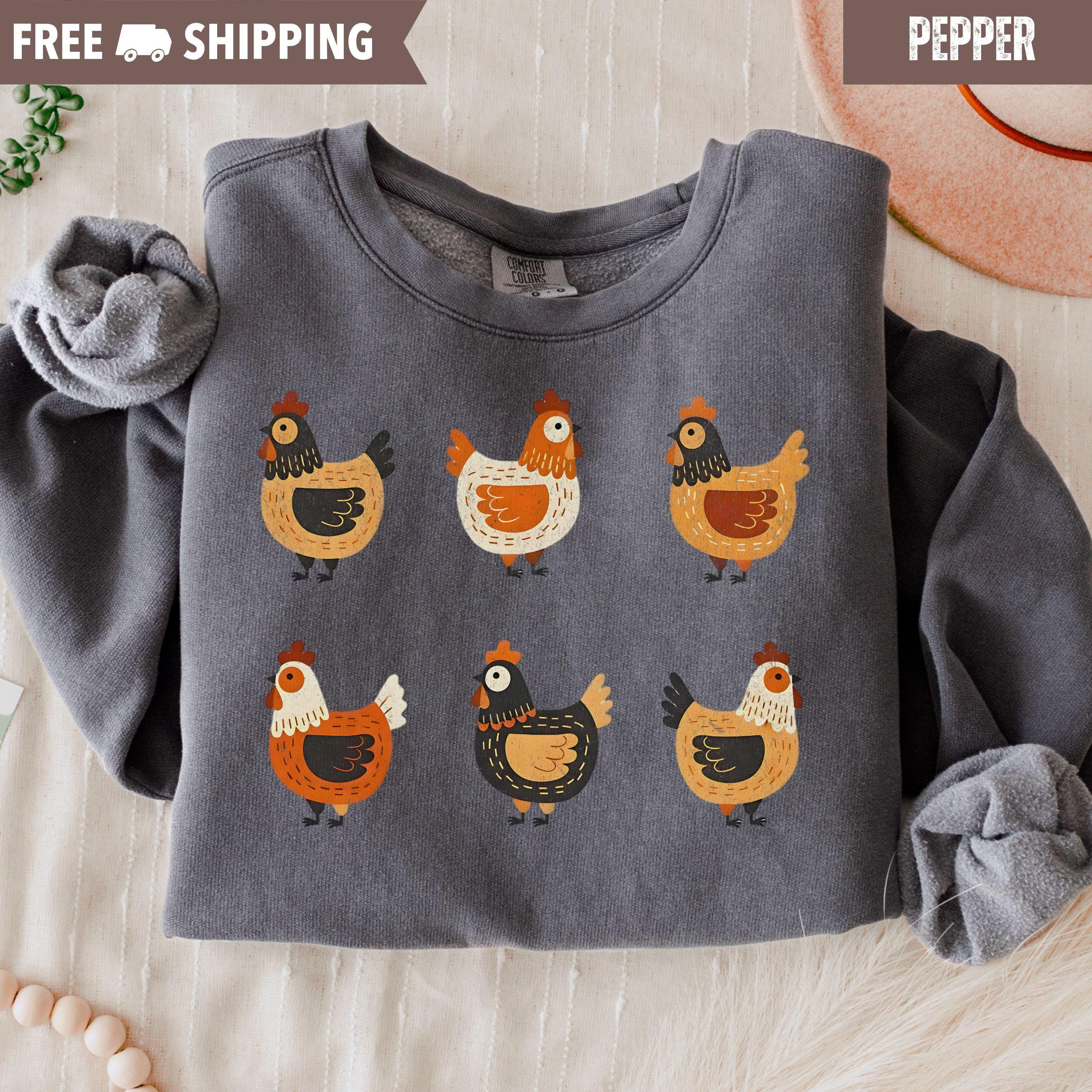 Farmhouse Chickens Sweatshirt, Farm Crewneck Christmas Gift for Hen Mom ...