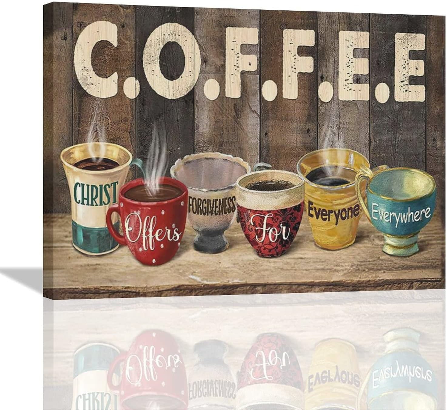 Farmhouse Christian Coffee Wall Art Rustic Kitchen Christ Coffee Wall ...