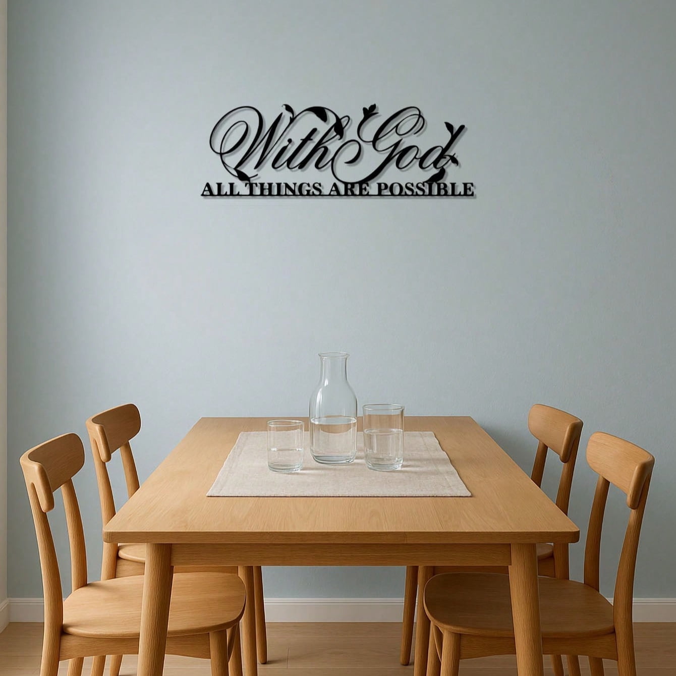 Farmhouse Christian Metal Wall Art – Rustic Bible Verse Sign 'With God ...