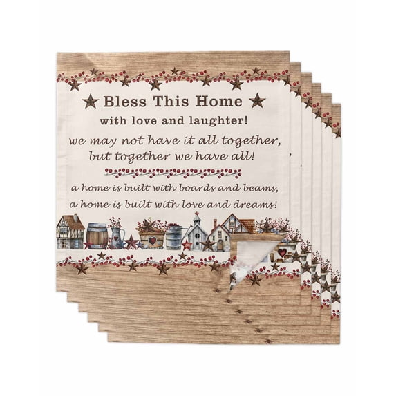 Farmhouse Cloth Napkins Set of 6 Reusable Dinner Napkins, Country Star ...