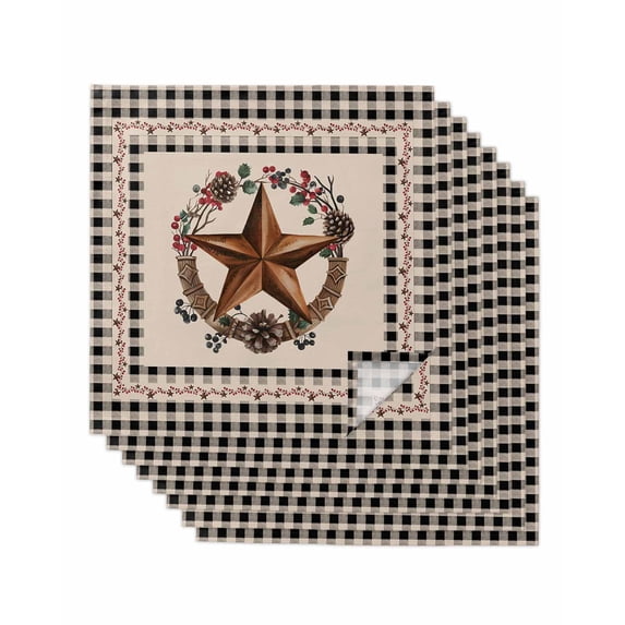 Farmhouse Cloth Napkins Set of 8 Reusable Dinner Napkins, Country Star ...