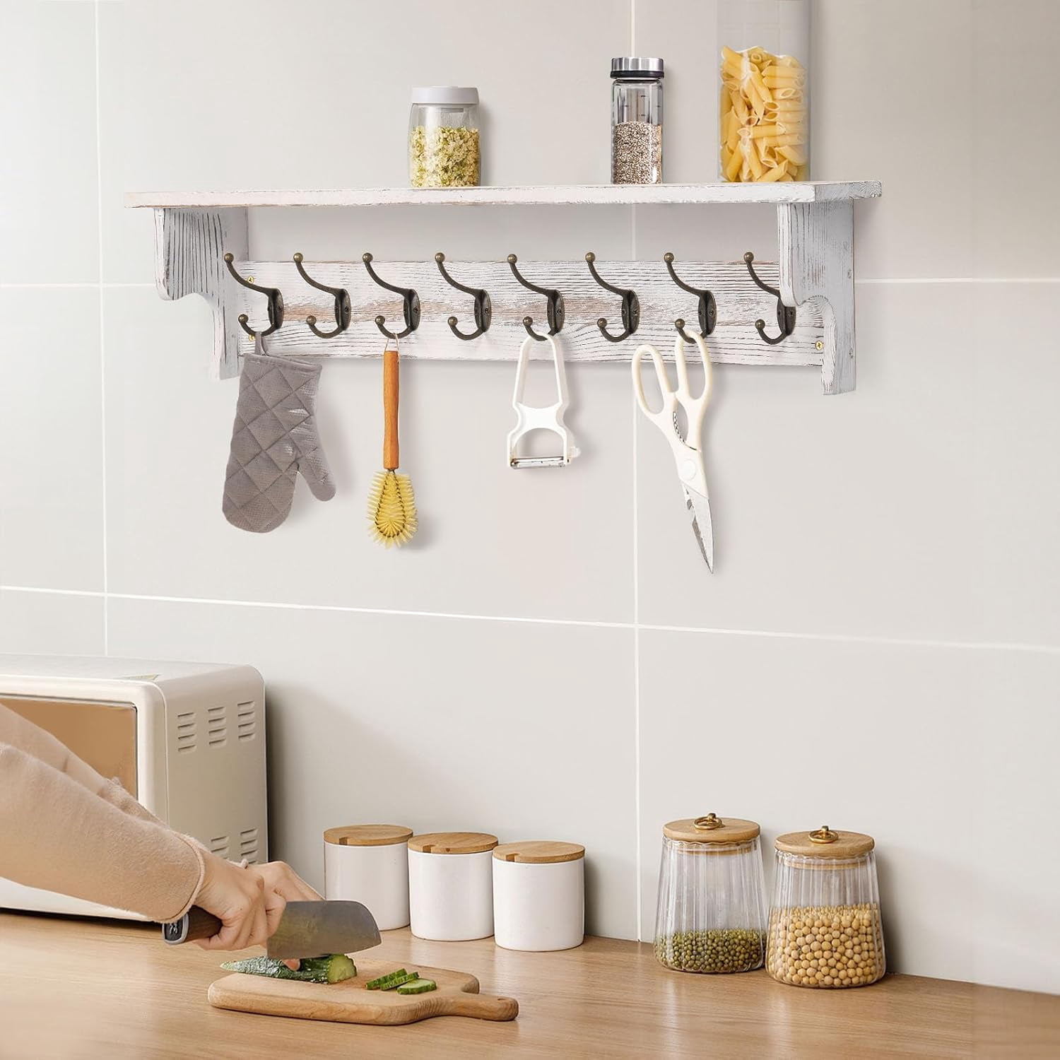 Farmhouse Coat Hooks, White - Walmart.com