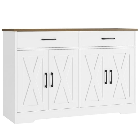 Farmhouse Coffee Bar Cabinet 47.2 Inch, Buffet Sideboard with Drawers ...