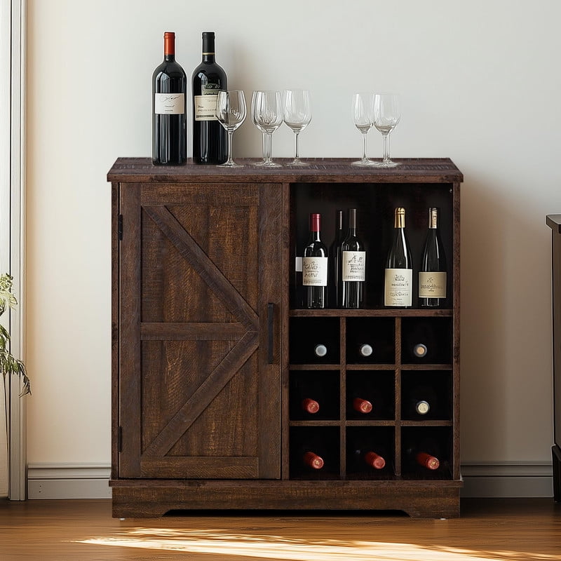 Farmhouse Coffee Bar Cabinet with Storage, 32 inch Coffee Bar Table ...
