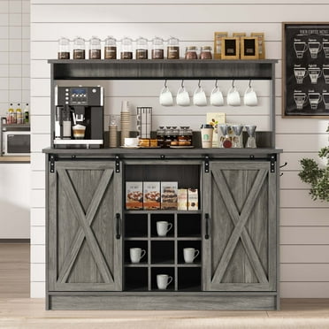 Better Homes & Gardens Lillian Fluted Bar Cabinet, Natural Pine Finish ...