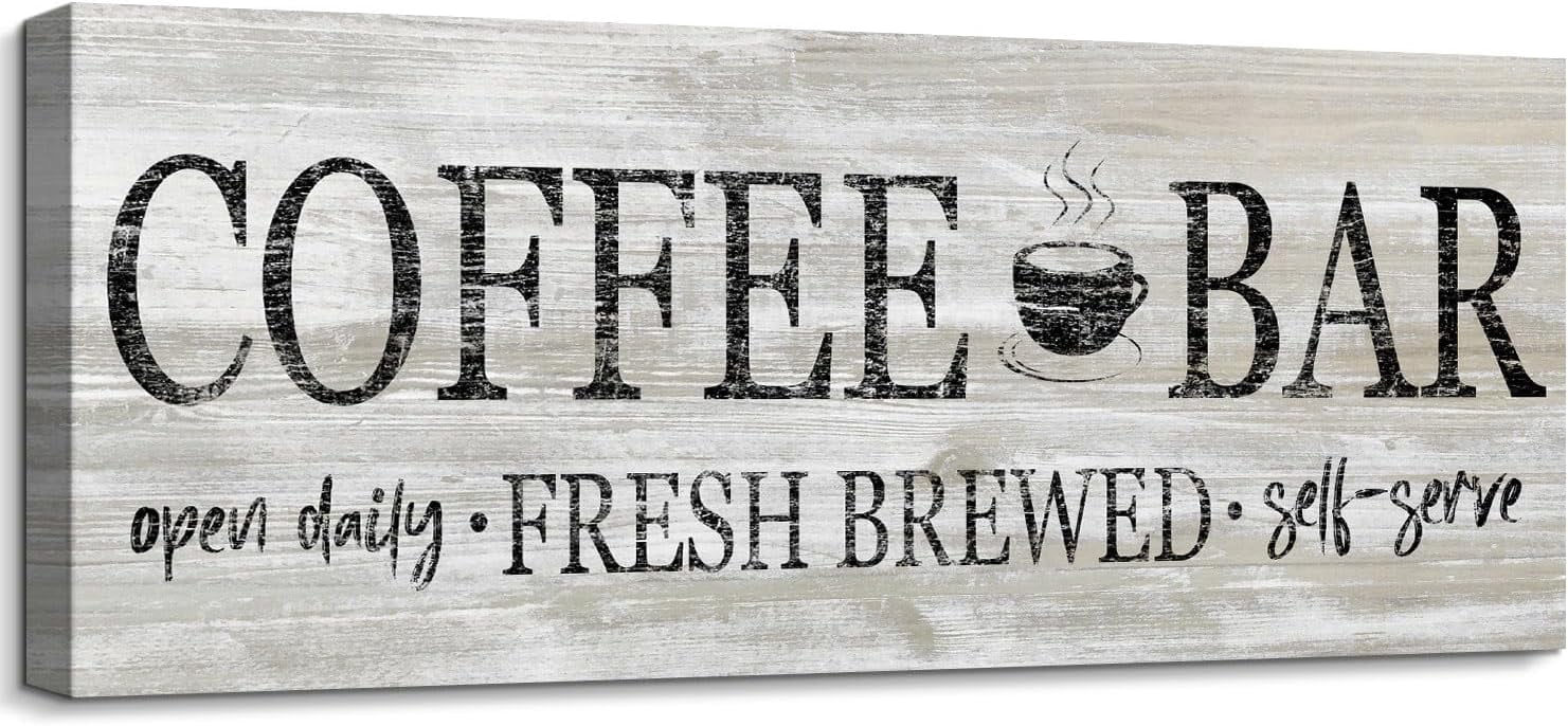 Farmhouse Coffee Bar Canvas Art for Kitchen Decor Vintage Cafe Plaque ...