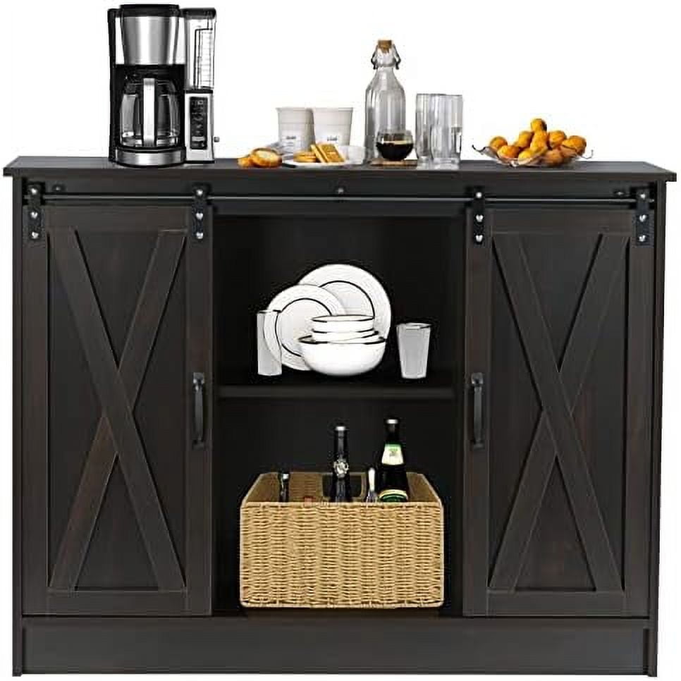 Farmhouse Coffee Cabinet White Sideboard Cabinet Coffee Station ...