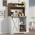 Farmhouse Coffee Station with 3 Tier Storage Hutch & 6 Hooks - 56 Inch ...