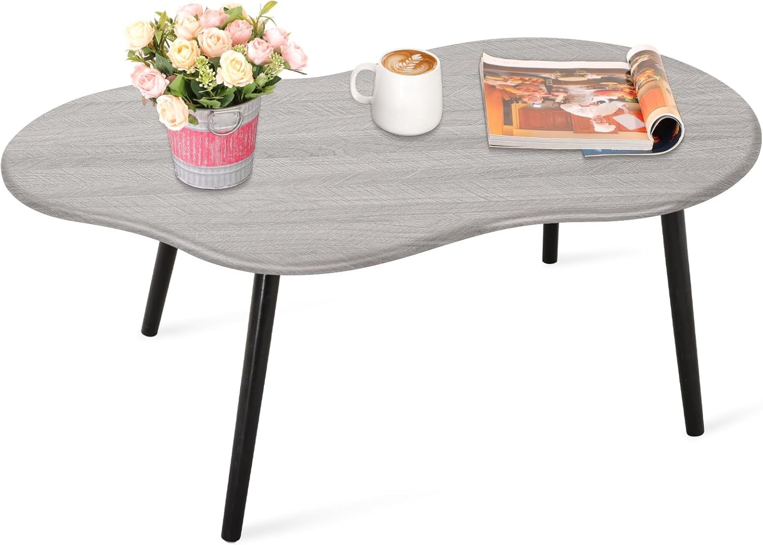 Farmhouse Coffee Table Rustic Grey Cloud Shape Coffee Tables for Small ...