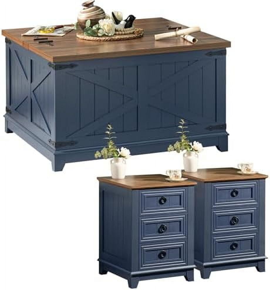 Farmhouse Coffee Table Set of 3, Furniture Set, Coffee Table with ...