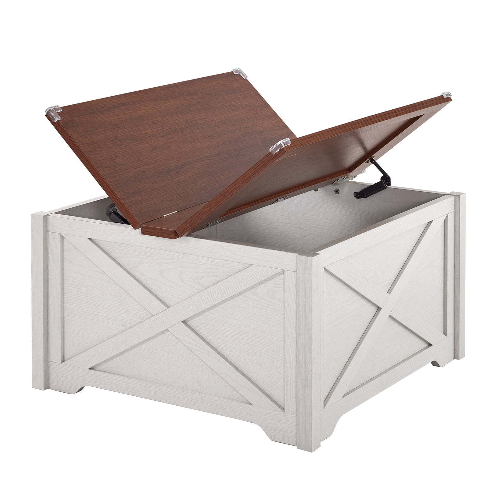 Farmhouse Coffee Table, Square Center Table with Large Hidden Storage ...