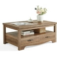 MY Farmhouse Coffee Table with Storage, Wood Coffee Table for Living ...