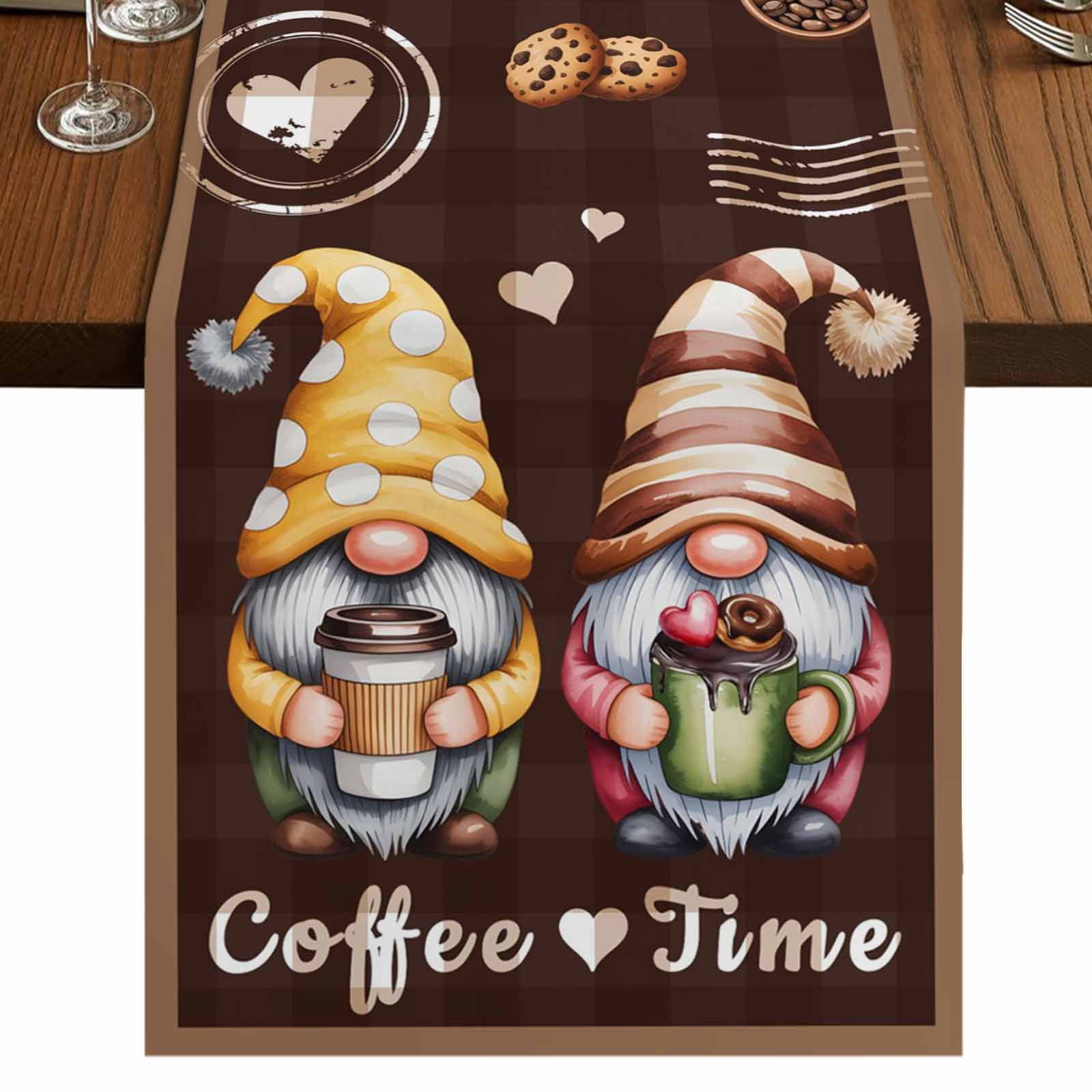 Farmhouse Coffee Time Burlap Cotton Table Runner 13x72 Inches Long ...