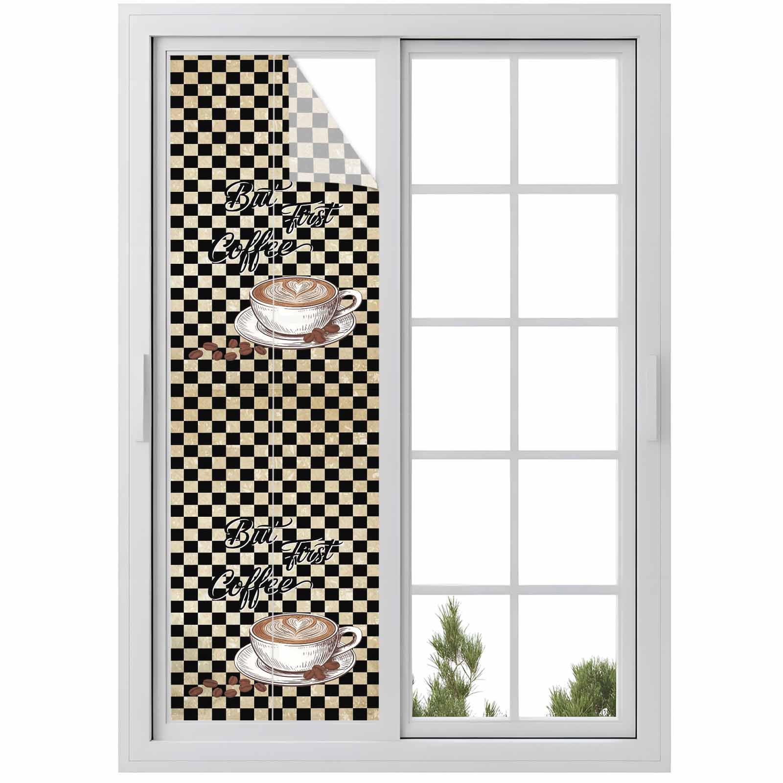 Farmhouse Coffee Window Privacy Film, Modern Vintage Coffees Black ...
