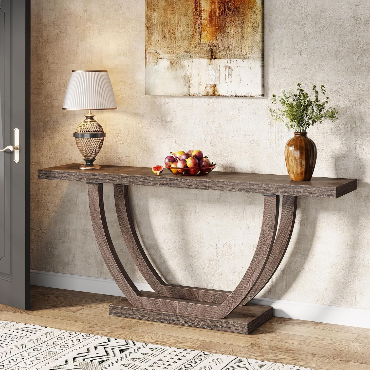 Farmhouse Console Entryway Table: 63 Inches Console Table with Wooden ...