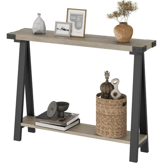 Farmhouse Console Table, 43.3" Entryway Table with Storage, 2 Tier Sofa ...