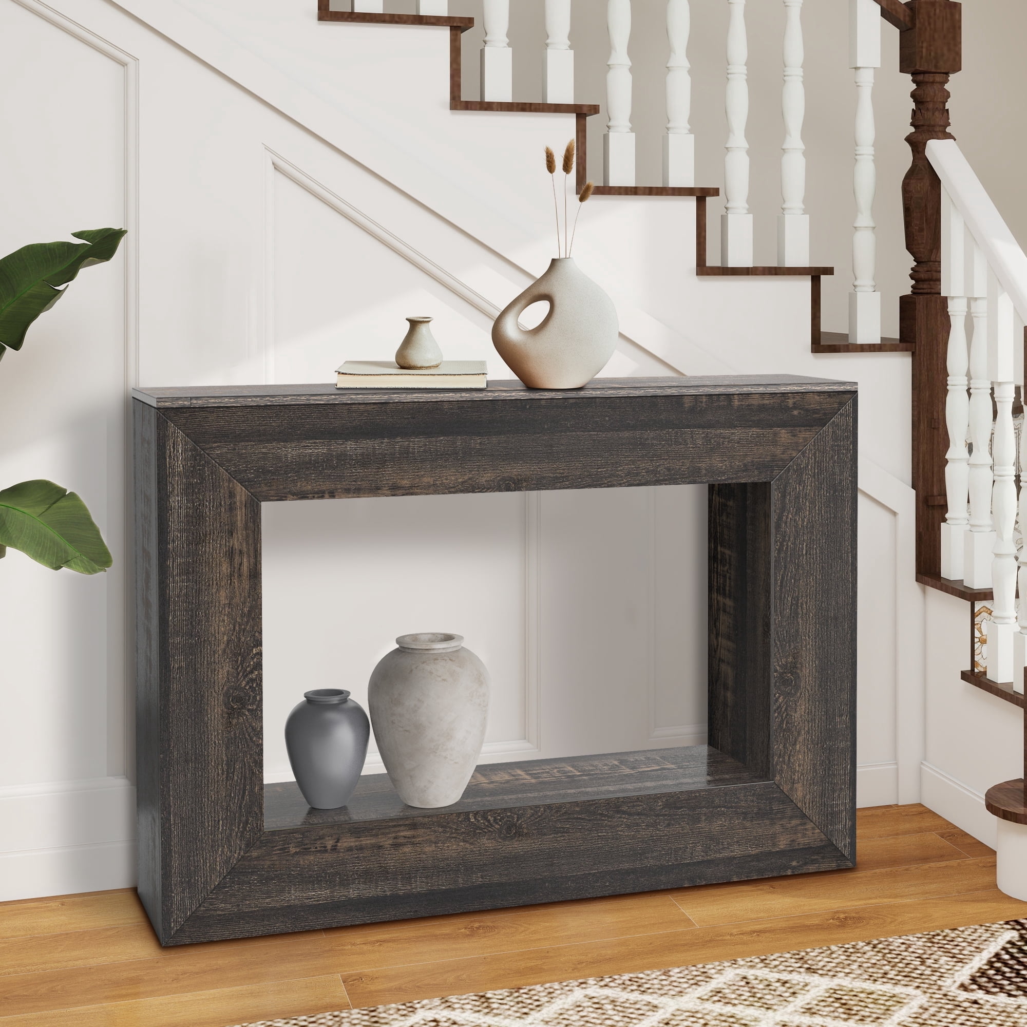 Farmhouse Console Table, 47 Inches Industrial Entryway Console Table ...