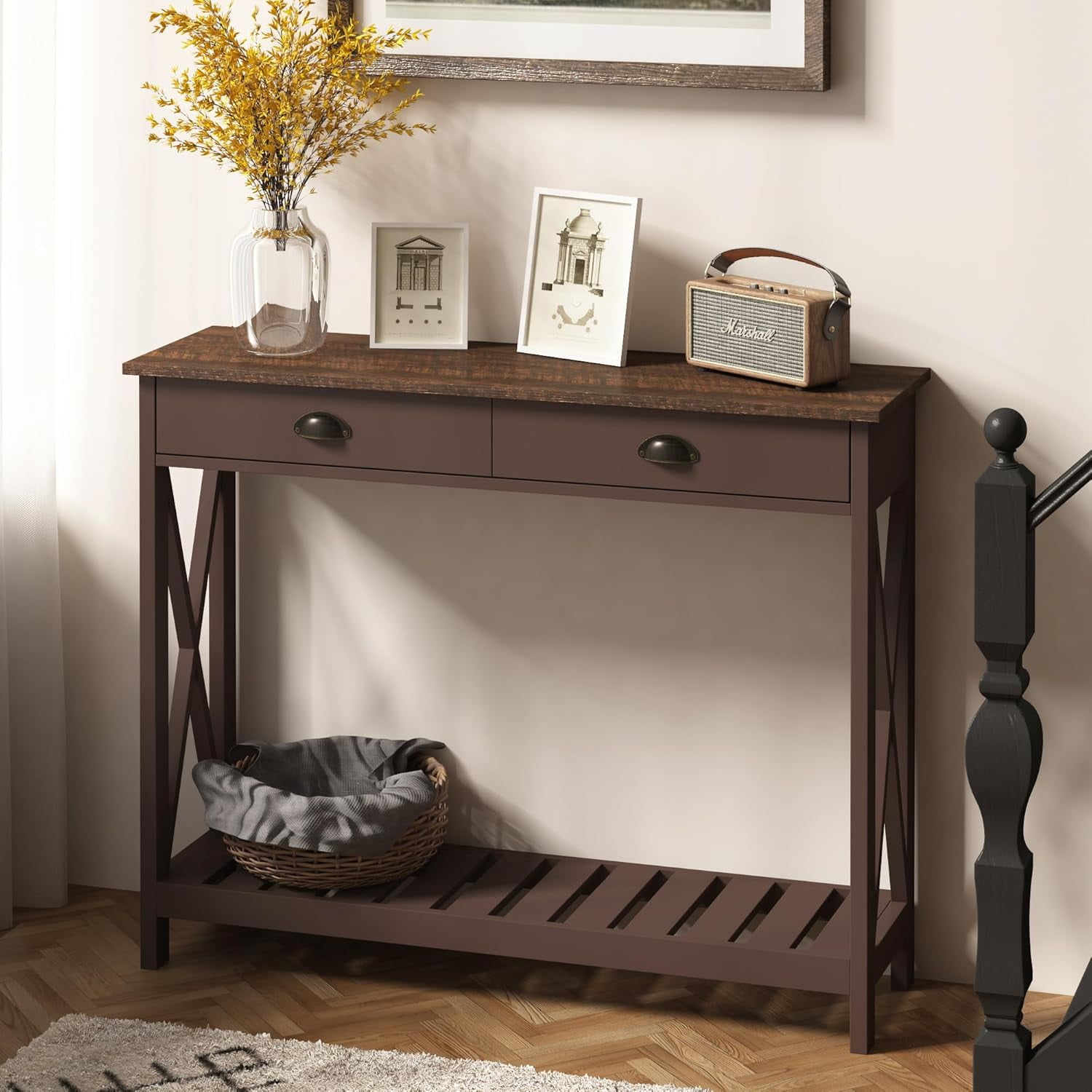 Farmhouse Console Table with Drawer for Entryway, Narrow Long Entry ...