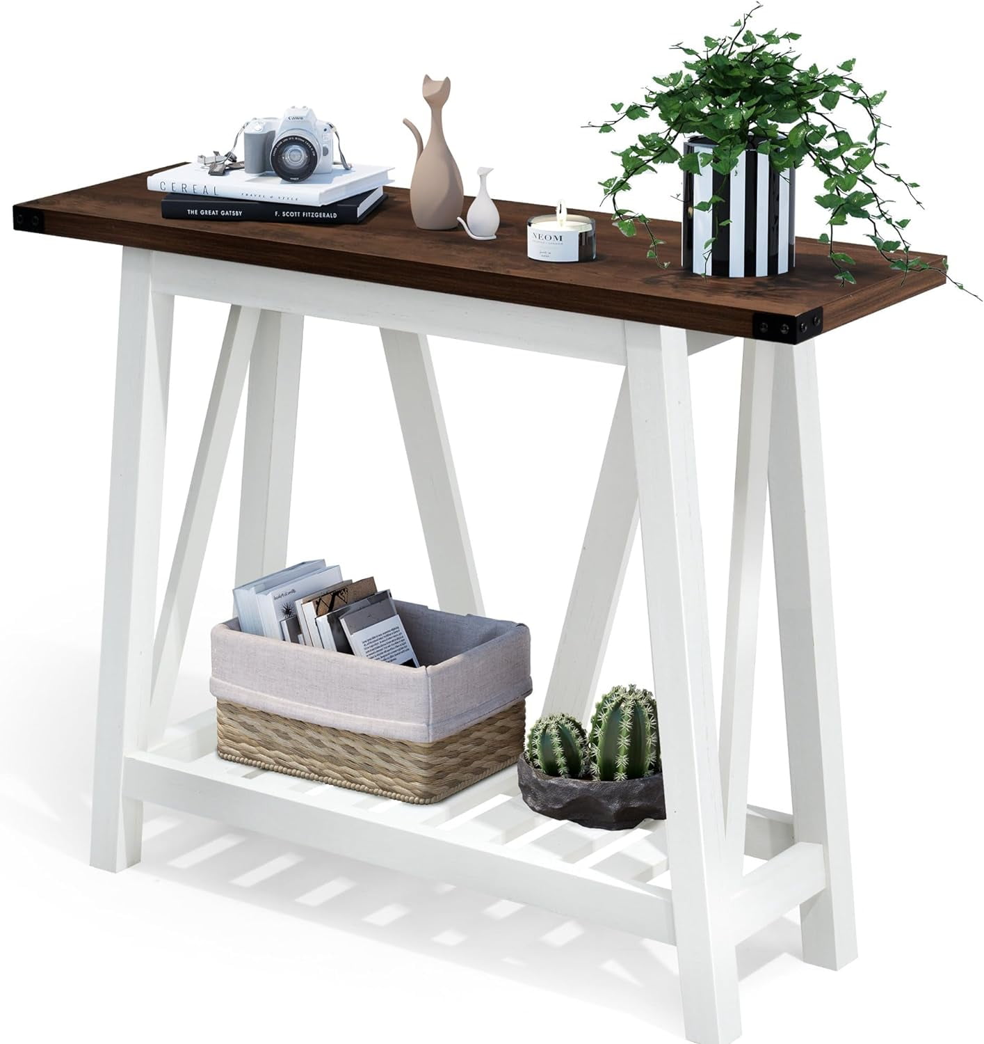 Farmhouse Console Table for Entryway - Wood Entryway Tables with ...