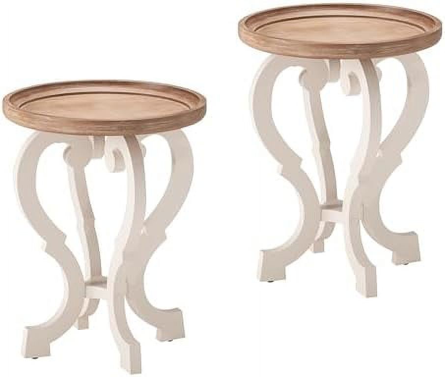 Farmhouse Cottagecore Accent End Table Natural Tray Top Side Table ...