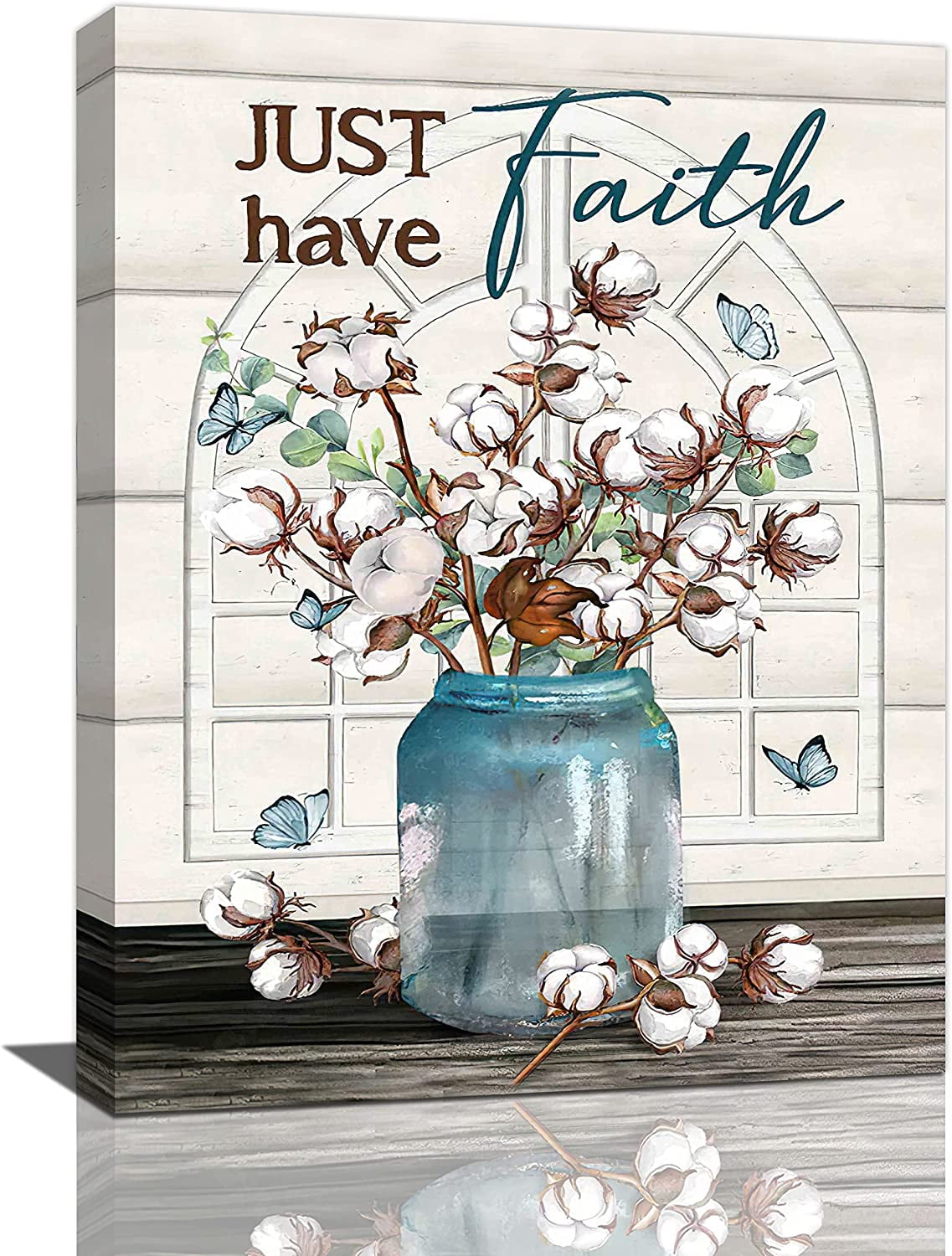 Farmhouse Cotton Bathroom Decor Wall Art Rustic Flower Just Have Faith ...