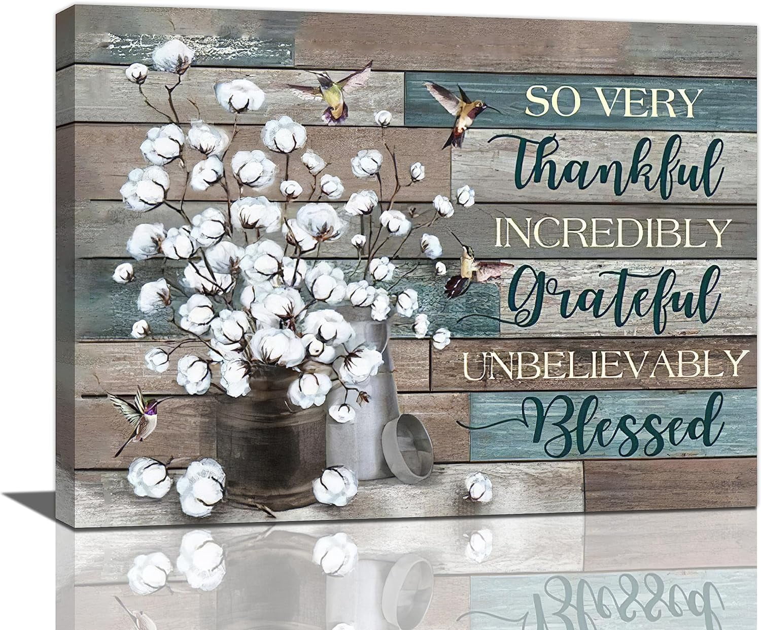 Farmhouse Cotton Decor Wall Art Hummingbird Floral Motivational ...