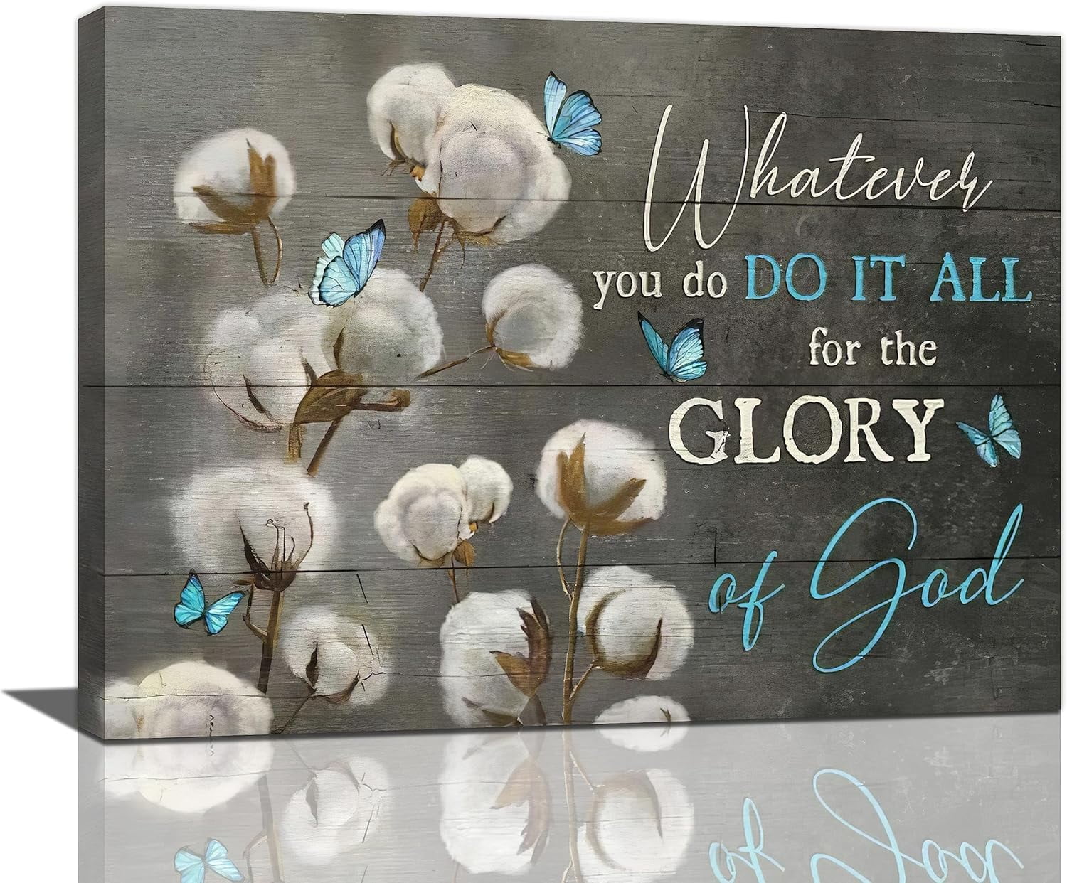 Farmhouse Cotton Decor Wall Art Rustic Cotton Butterfly Floral ...