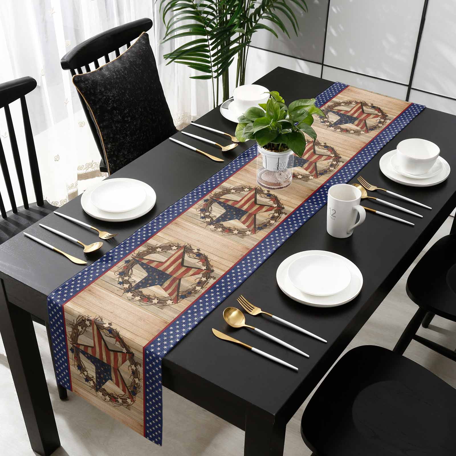 Farmhouse Cotton Linen Small Table Runner 13 x 48 inch Country ...