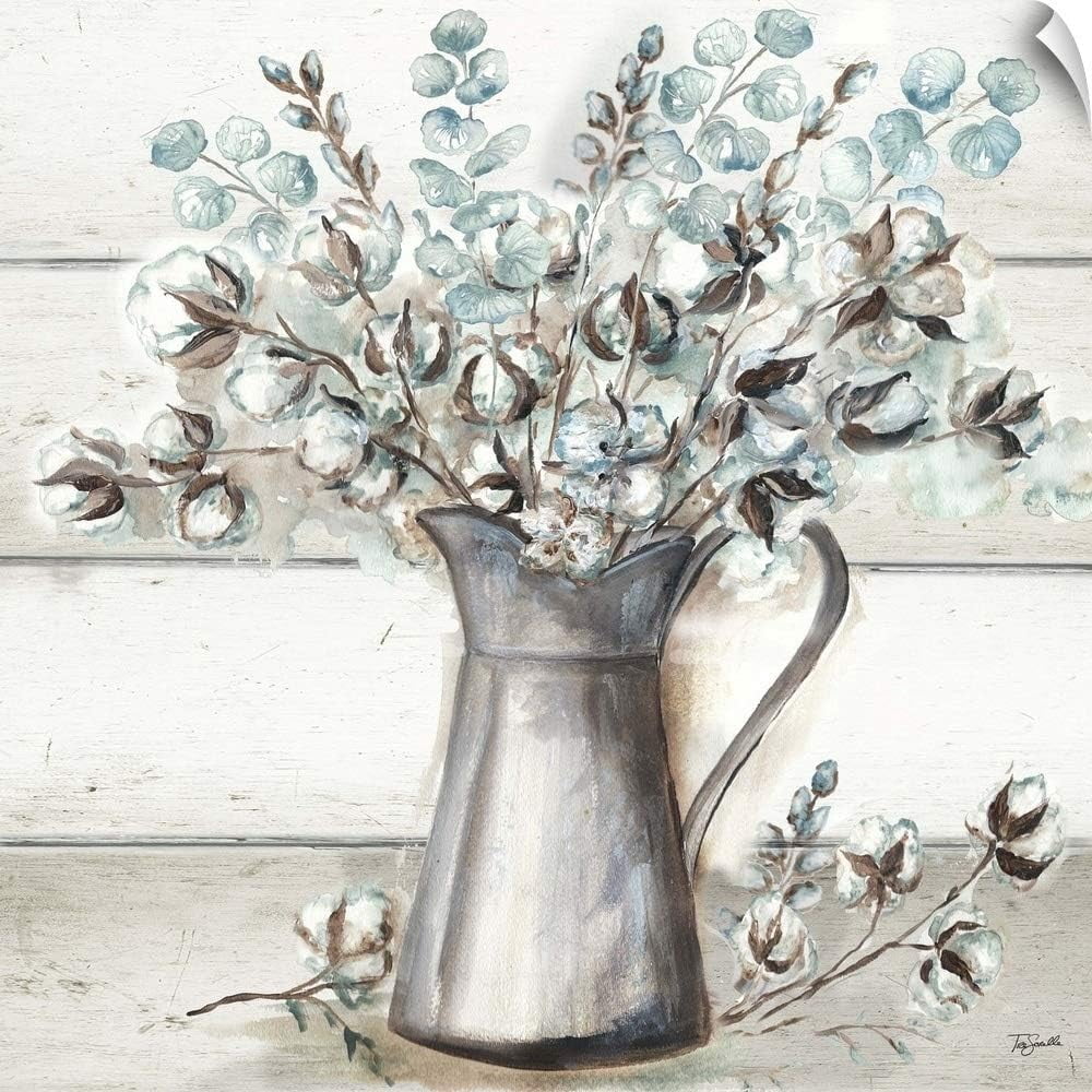 Farmhouse Cotton Tin Pitcher Wall Decal, Floral Artwork - Walmart.com