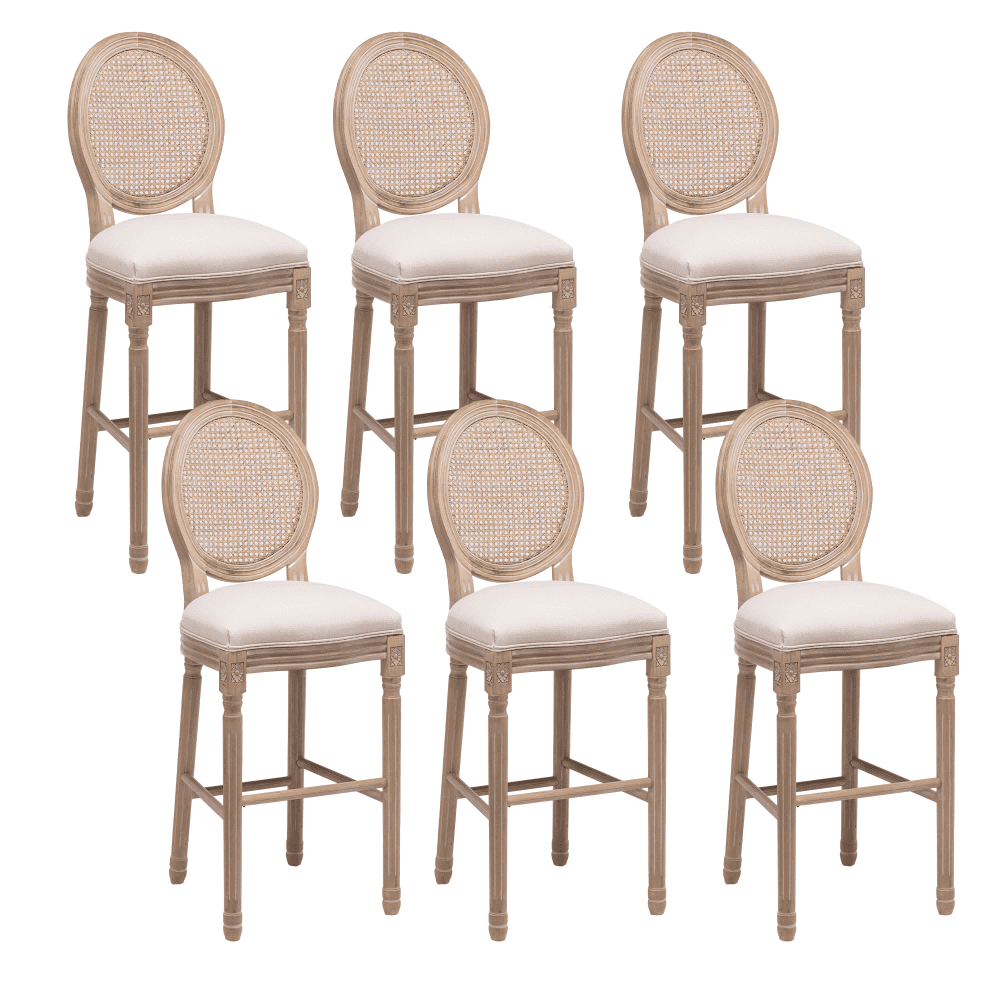 Farmhouse Upholstered Antique Painting Linen Barstools, Retro Dining ...