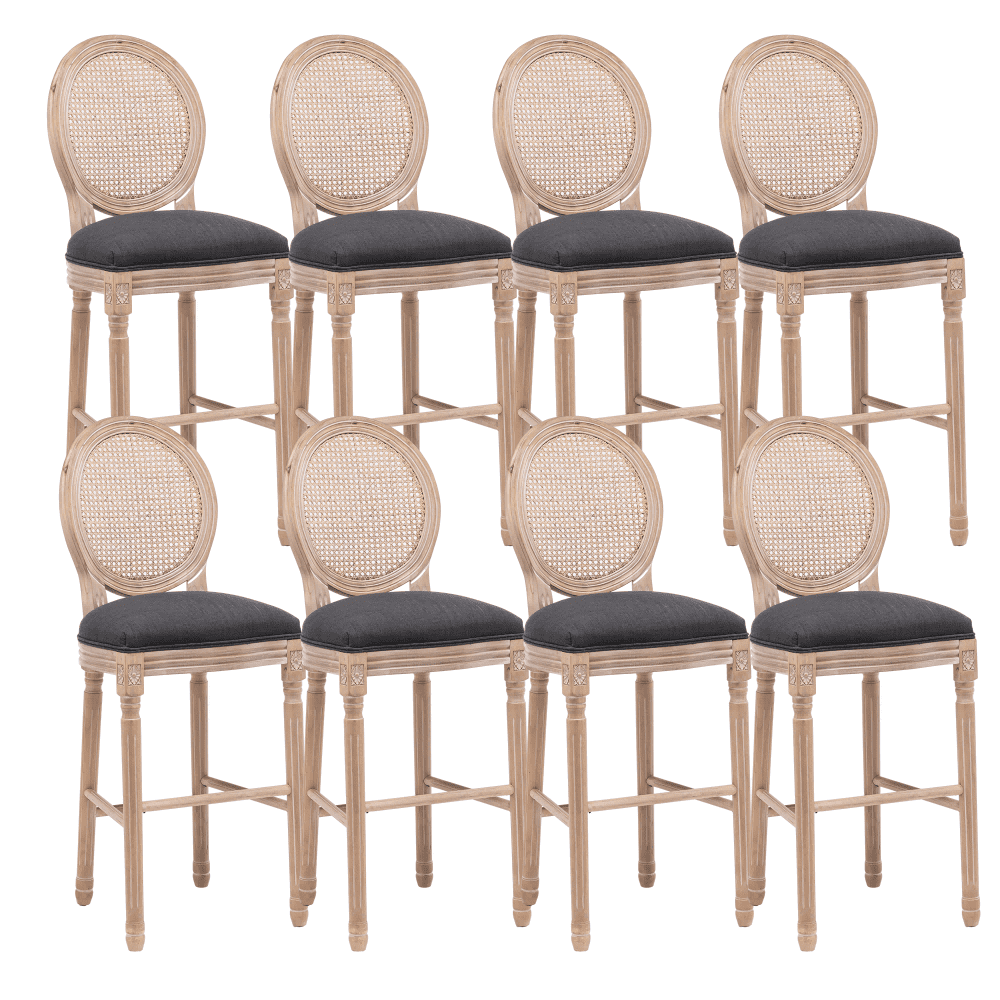 Farmhouse Counter Height Upholstered Antique Painting Linen Barstools ...