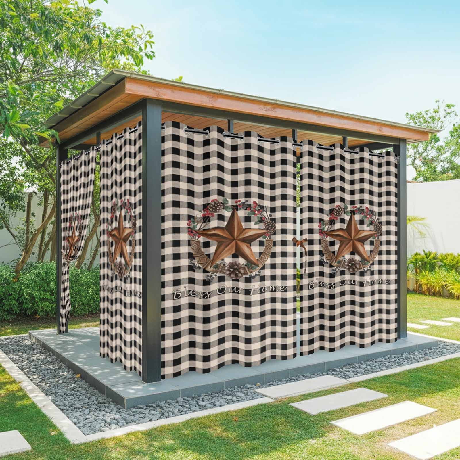 Farmhouse Country Outdoor Curtains for Patio, Star Bless This Home ...