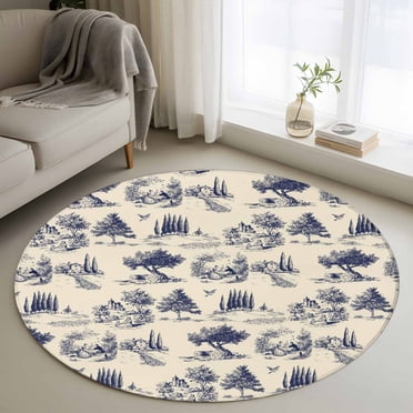 Pink Horse Round Area Rug 8Ft Washable Large Circle Rugs for Living ...