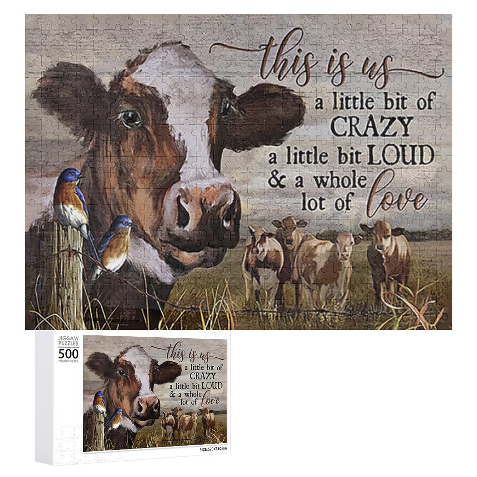 Farmhouse Cow 500 Piece Jigsaw Puzzles for Adults - Rustic Country Farm ...